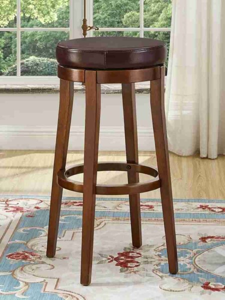 Solid wood & iron bar counter stool with footrest, without backrest ...